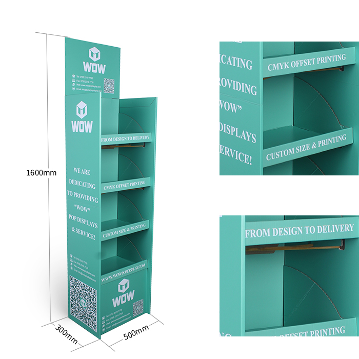 4 Tiers Cardboard POP Up Floor Display Stand - WOW Packaging Display