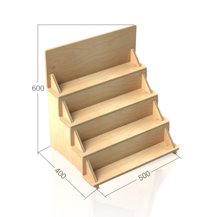 4 Tier Display Rack with Bamboo and Custom Countertop Options - WOW ...