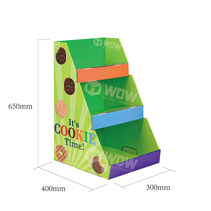 3-Tier Cardboard POS Display Shelf for Macaron Cookies - WOW Packaging ...
