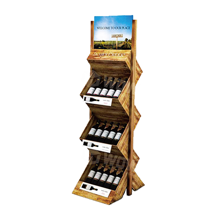 Wooden Wine Bottle Shelf Display Unit - WOW Packaging Display